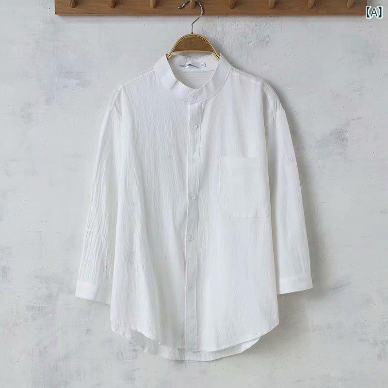 ・スタイル: 休闲・版型: 宽松型・领型: 立领・袖长: 七分袖・图案: 纯色・厚薄: 普通・款式细节: 流苏・适合人群: 青少年・主面料成分: 聚酯纤维（涤纶）・颜色: 白色【升级-高品质】,黒色【升级-高品质】,军绿色【升级-高品质】・...
