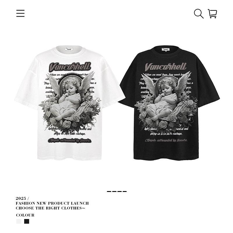 ・カテゴリ: Tシャツ・スタイル: 街潮・主な素材: 綿100%・袖丈: 短袖・袖型: 常规・柄: 天使・プリントテーマ: 创意趣味・ネックライン: 圆领・フィット: 宽松型・厚み: 普通・カラー展開: 白色、黒色・サイズ展開: M、L、X...