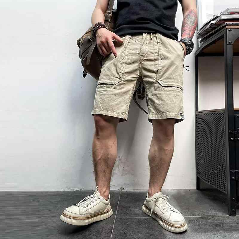 ・カテゴリ: 工装パンツ・スタイル: 日系工装・パンツタイプ: 直筒型・パンツ丈: 5分丈・ウエスト位置: 中腰・閉じ方: 紐締め・厚み: 普通・柄: 形状・素材名: 綿混紡・主素材: ポリエステル100%・用途: 日常・裾デザイン: 直筒...