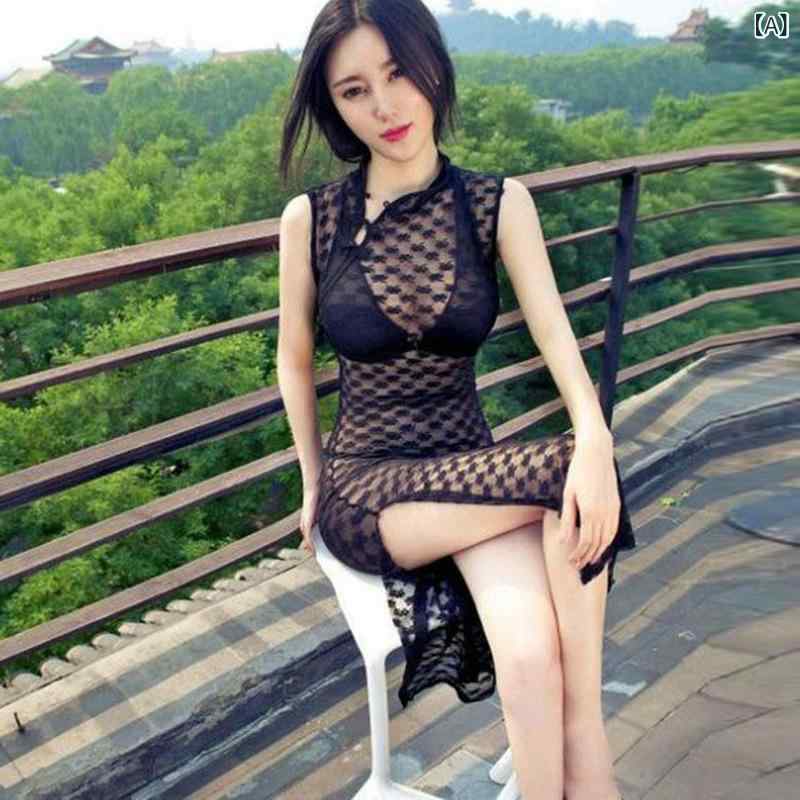 ・カテゴリ: 旗袍・スタイル: 透視、制服、網纱・主な素材: レース・素材: 氨纶100%・対象: 女性・カラー展開: 情趣旗袍+Tパンツ・サイズ展開: 均码