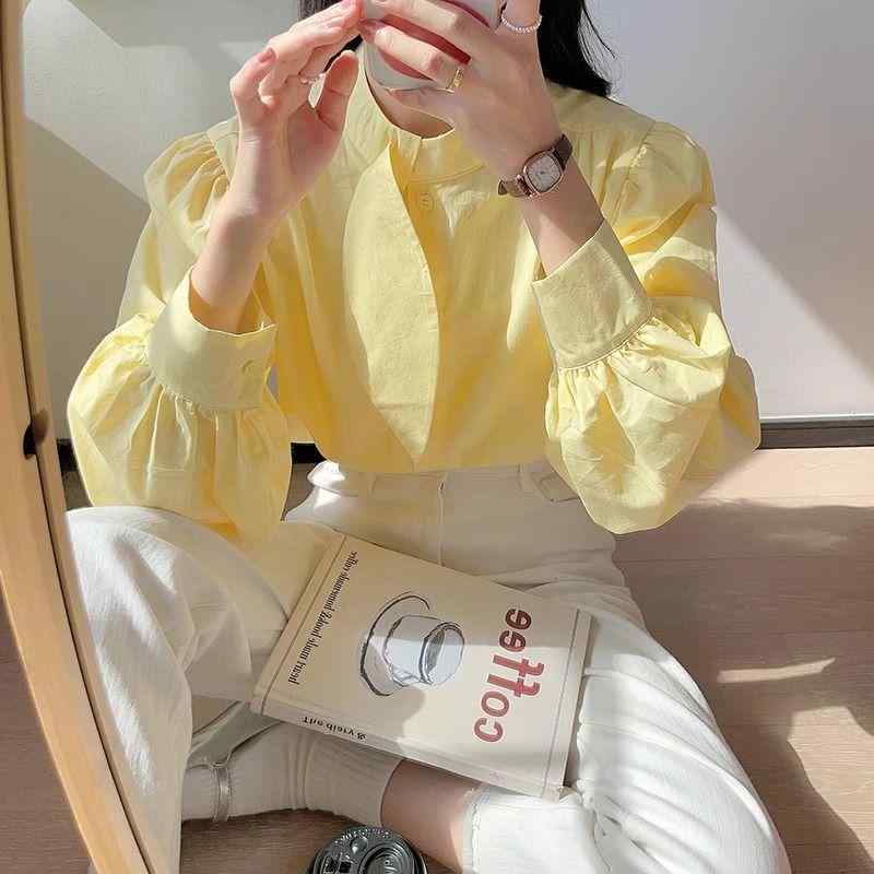 ・主な素材: 綿100%・袖丈: 長袖・スタイル: 都市・フィット: ゆったり・襟型: シャツ襟・袖型: 標準・カラー展開: ベージュ、ブルー、イエロー・サイズ展開: S、M、L、XL、2XL・カテゴリ: シャツ