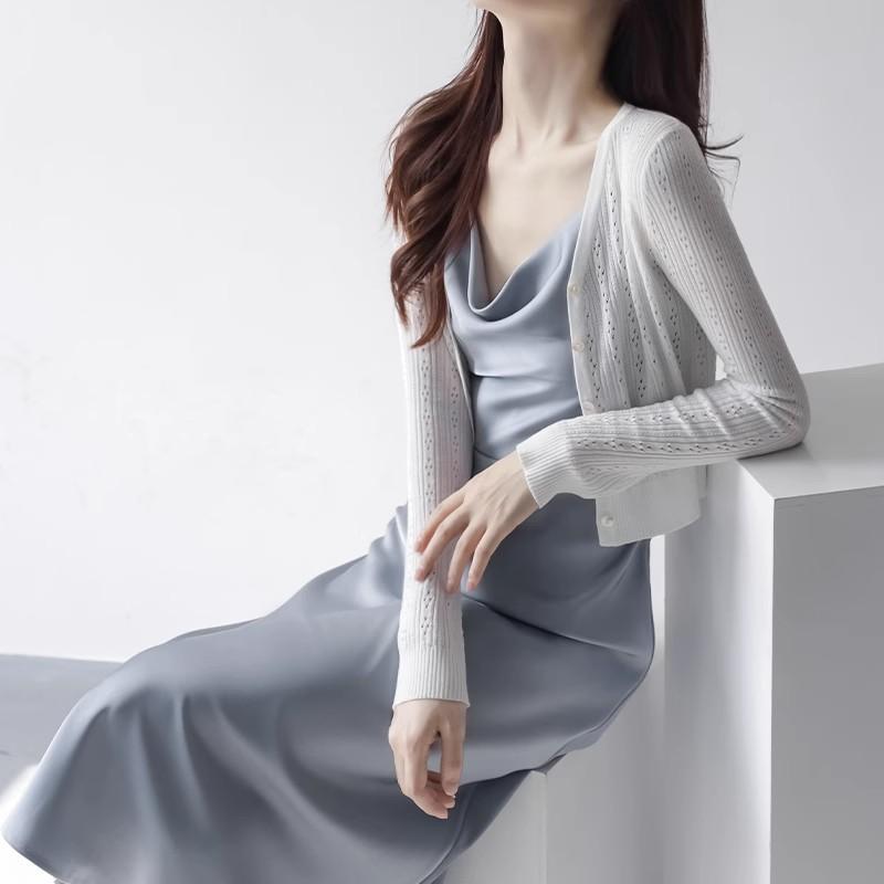 ・スタイル: 优雅風・主な素材: 綿50%～70%、ポリエステル30%～50%・カラー展開: 玉石白、木槿紫、奶油黄、冰雪藍、绿色・サイズ展開: S、M、L、XL・フィット: スリム・袖丈: 九分袖・袖型: 常规袖・パターン: 無地・ポップ...
