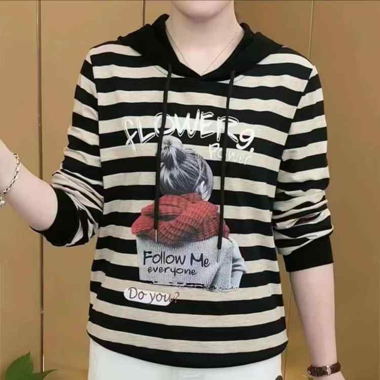・カテゴリ: Tシャツ・スタイル: 通勤風・主な素材: ポリエステル30%未満、綿50-70%・柄: 条紋/格子・袖丈: 長袖・加工: 免烫処理・フィット: ゆったり・衣丈: 普通(50-65cm)・ネックライン: フード付き・袖型: 標準...