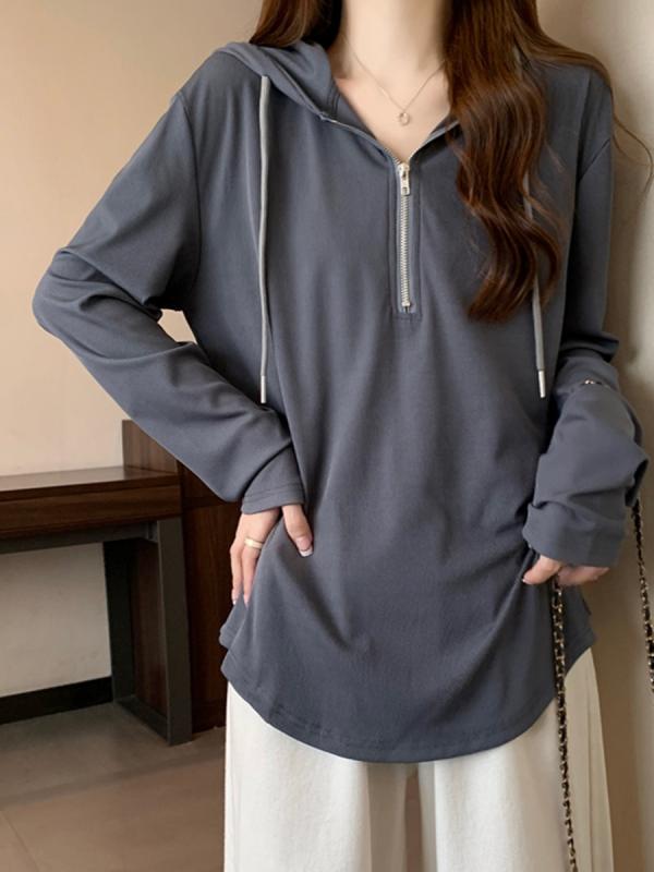 ・カテゴリ: Tシャツ・スタイル: 少女風・主な素材: ポリエステル80%以上・柄: 無地・袖丈: 長袖・デザイン: スプライス・フィット: スリムフィット・着丈: 普通(50-65cm)・ネックライン: フード付き・カラー展開: ブラック...