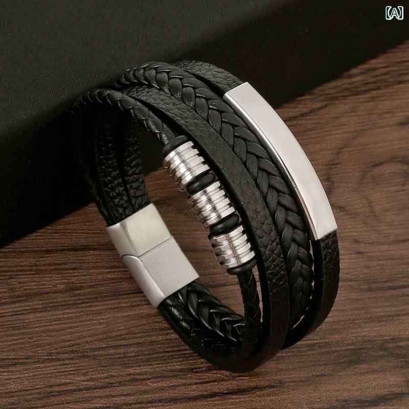 ・スタイル: 男式・形状: 几何型・カラー展開: 黒+白鋼、黒+金色、黒+ダークブラック・カテゴリ: 手飾