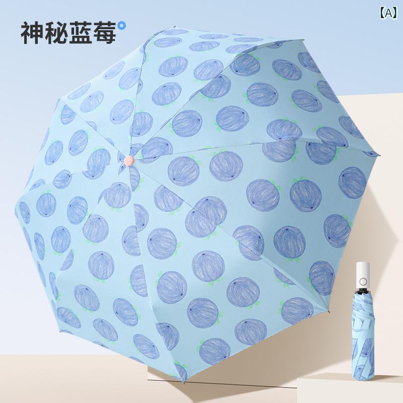 ・素材: ポリエステル190T・骨材: 鉄・中棒: 鉄・柄: プラスチック・骨数: 8本・開閉方式: 自動・タイプ: 三折り・対象: 成人・重さ: 約340g・スタイル: カード・UVカット: UPF50+・カラー展開: ブルーベリー、香梨...