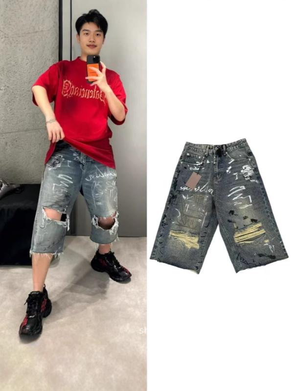 ・主な素材: 綿100%・スタイル: 復古・カラー展開: ブルー・サイズ展開: M,L,XL・パンツ丈: 七分丈・パンツタイプ: 直筒型