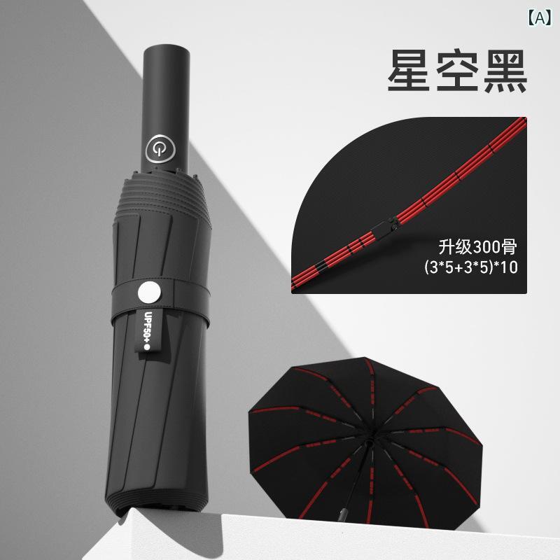 ・カテゴリ: 晴雨傘・スタイル: 休闲・形状: 折りたたみ・開閉方式: 自動・骨数: 10本・中棒素材: 鋼・骨素材: 繊維・布素材: ポンジ布・布密度: 190T・布コーティング: 黒膠・重量: 約400g・UVカット指数: UPF50以...