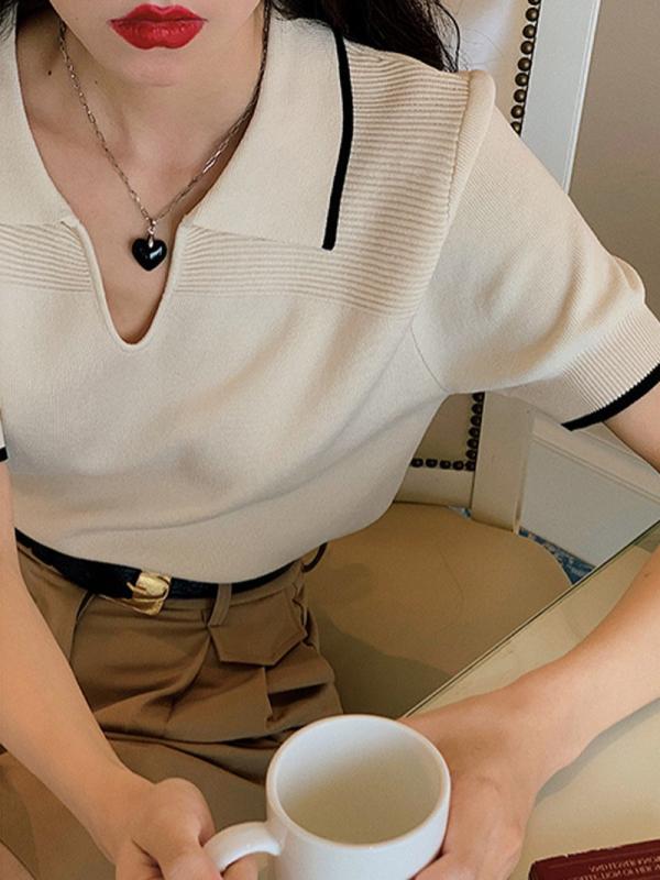 ・スタイル: 通勤風・主な素材: 冰丝・柄: 無地・厚さ: 薄手・組み合わせ: 単品・デザイン: 開衫・版型: ルーズフィット・袖型: 標準袖・ネックライン: ポロ・袖丈: 三分袖・衣丈: 普通(50cm〜65cm)・カラー展開: 杏色、黒...