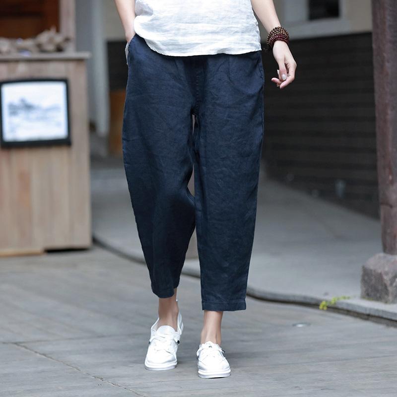 ・カテゴリ: ハーレムパンツ・スタイル: 文艺風・主な素材: 麻30-50%・パンツ型: ワイド・パンツ丈: 9分丈・ウエスト: ミッドライズ・厚み: 薄手・流行要素: スプライス・カラー展開: ホワイト,イエロー,ブラック,ピンク,ネイビ...