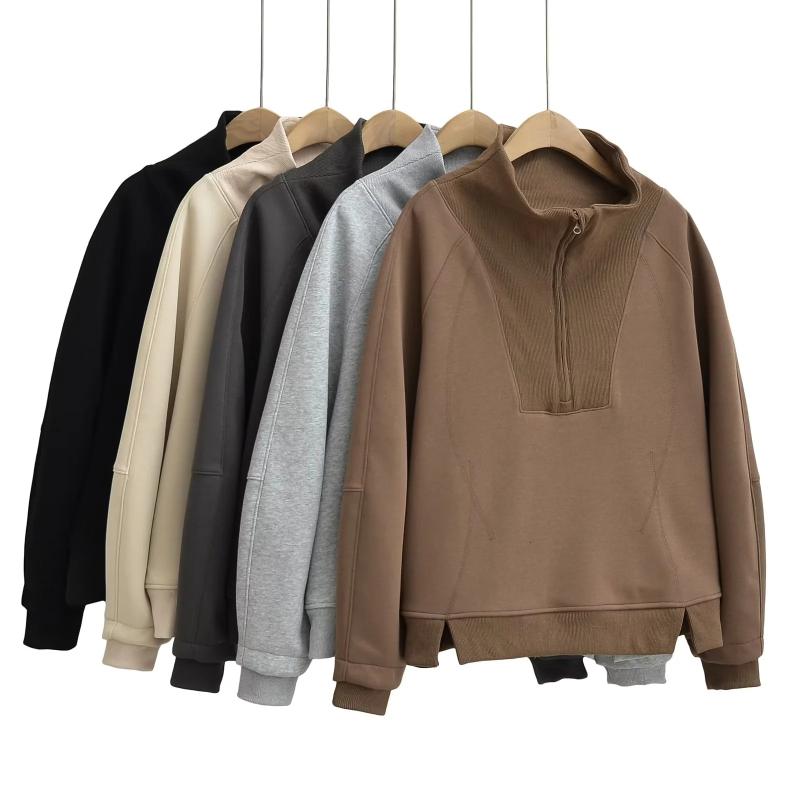 ・スタイル: 通勤風・柄: 単色・袖丈: 長袖・袖型: 普通袖・ネックライン: スタンドカラー・厚み: 薄手・流行要素: ジッパー・加工: ノーアイロン・主な素材: ポリエステル・伸縮素材: スパンデックス・主素材割合: 30-50%・カラ...