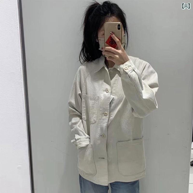 ・カテゴリ: 休闲西服・スタイル: 休闲・主な素材: 綿100%・ネックライン: 無領・版型: 宽松型・ボタン: 単排扣・厚み: 薄款・柄: 純色・袖丈: 長袖・カラー展開: 乳白色、宝藍色条紋、藍色、深藍色・サイズ展開: S、M、L、XL...