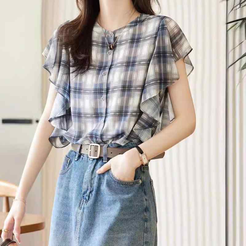 ・カテゴリ: シャツ・スタイル: 休闲・主な素材: 綿30%以下、ポリエステル80%以上・柄: 格子・袖丈: 短袖・衣長: 普通(50-65cm)・ネックライン: 立领・袖型: 常规袖・サイズ展開: M,L,XL,2XL,3XL