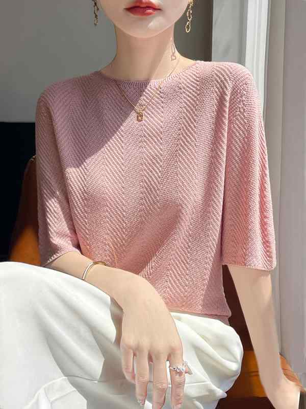 ・カテゴリ: Tシャツ・スタイル: 通勤風・主な素材: 天丝（ライオセル繊維）・柄: 単色・袖丈: 短袖・版型: ゆったり・衣丈: 普通（50-65cm）・ネックライン: クルーネック・カラー展開: ピンク、ライトグリーン、グレー、ベージュ...