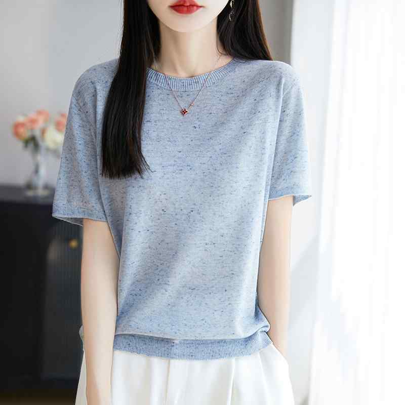 ・カテゴリ: Tシャツ・スタイル: 通勤風・主な素材: 亜麻・柄: 無地・スタイル: セットイン・袖丈: 短袖・袖型: 標準袖・流行要素: リブ・ネックライン: クルーネック・カラー展開: 百花灰、星空粉、幻月藍、文咖紫、中花灰、尊黒色・サ...