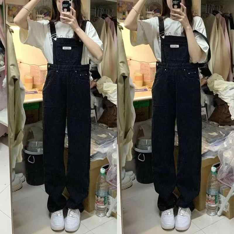 ・カテゴリ: ワイドパンツ・スタイル: 原宿風、日韓休闲・主な素材: 牛仔布、氨纶、涤纶（聚酯纤维）・袖丈: 無袖・カラー展開: 黒色・サイズ展開: XS,S,M,L,XL,2XL・パンツタイプ: 小脚裤、阔腿裤・ウエスト: 高腰・パンツ丈...