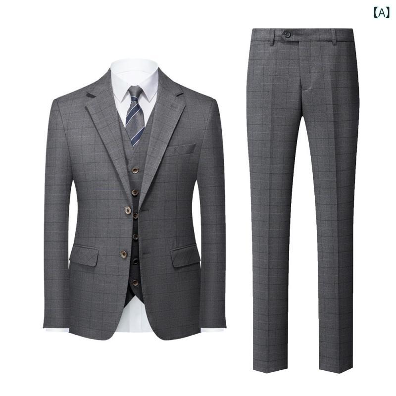 ・カテゴリ: 西服三件セット・スタイル: 軽商务カジュアル・主な素材: 醋酸繊維69%・適用シーン: 休闲・領型: 平驳領・開衩: 側開衩・版型: 修身・厚み: 常规・スタイル詳細: 纽扣装饰・カラー展開: 灰色格紋・サイズ展開: M、L、...