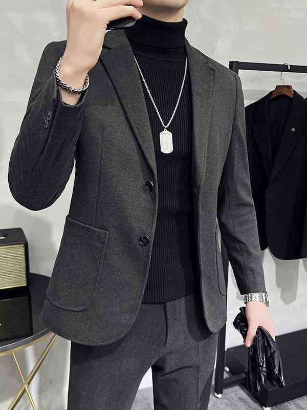 ・スタイル: 韓版・版型: 修身型・カテゴリ: 休闲西服・領型: 翻領・柄: 純色・主な素材: ポリエステル100%・裏地素材: ポリエステル100%・袖丈: 長袖・適用シーン: 休闲・適用対象: 青年・開衩: 後中開衩・スタイル詳細: ボ...
