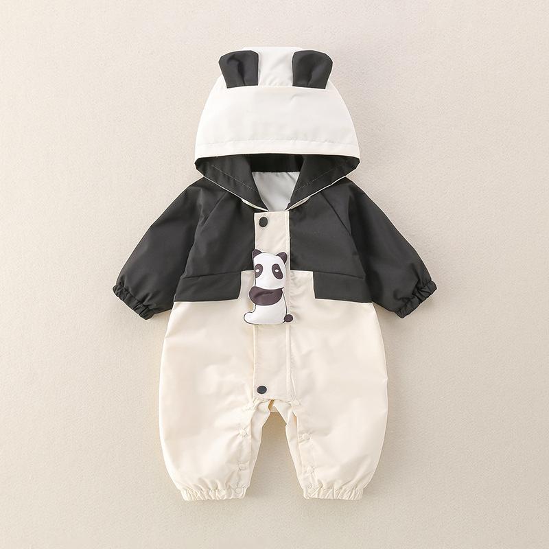 ・カテゴリ: 連身爬服・スタイル: 嬉皮・主な素材: ポリエステル100%・袖丈: 長袖・フード: あり・厚み: 普通・閉じ方: ジッパー・カラー展開: 黒白拼色・サイズ展開: 66cm,73cm,80cm,90cm・対象年齢: 1~3歳