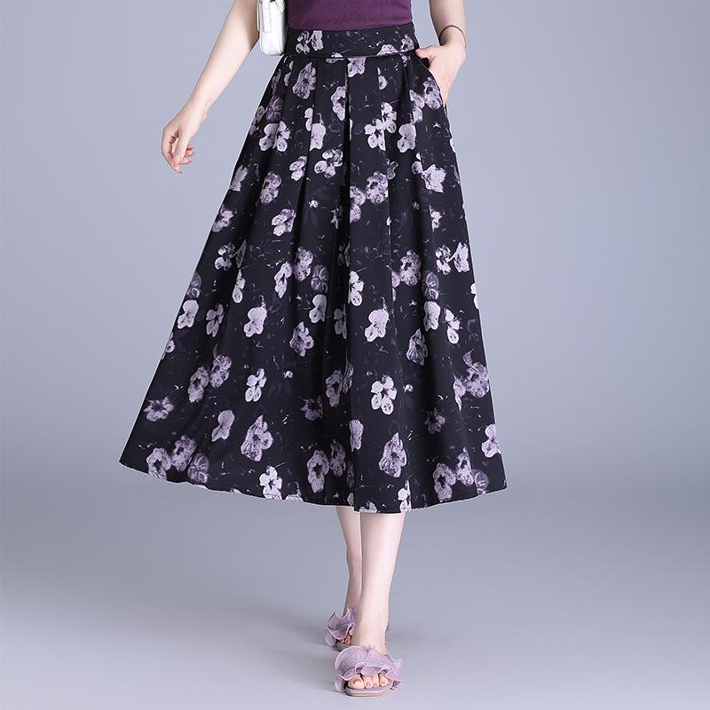 ・主な素材: ポリエステル90-95%・スタイル: 通勤・スカート丈: ミドル丈・スカートタイプ: 半身スカート・装飾: プリーツ・カラー展開: 花柄・サイズ展開: M,L,XL,XXL,XXXL,4XL・ストレッチ: 微弾性