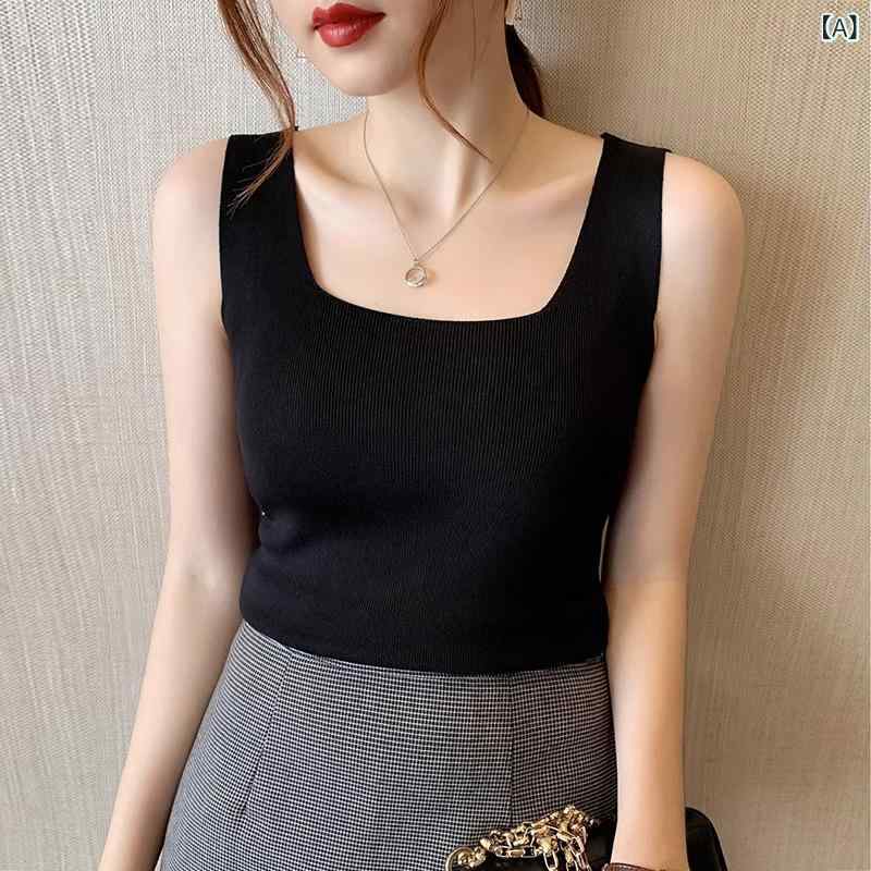 ・カテゴリ: 吊带背心・スタイル: 背心式・主な素材: 聚酯纤维（涤纶）30-50%・ネックライン: 方领・カラー展開: ブラック、ホワイト・サイズ展開: 均码・生地厚さ: 薄 (121-140g/平方メートル)