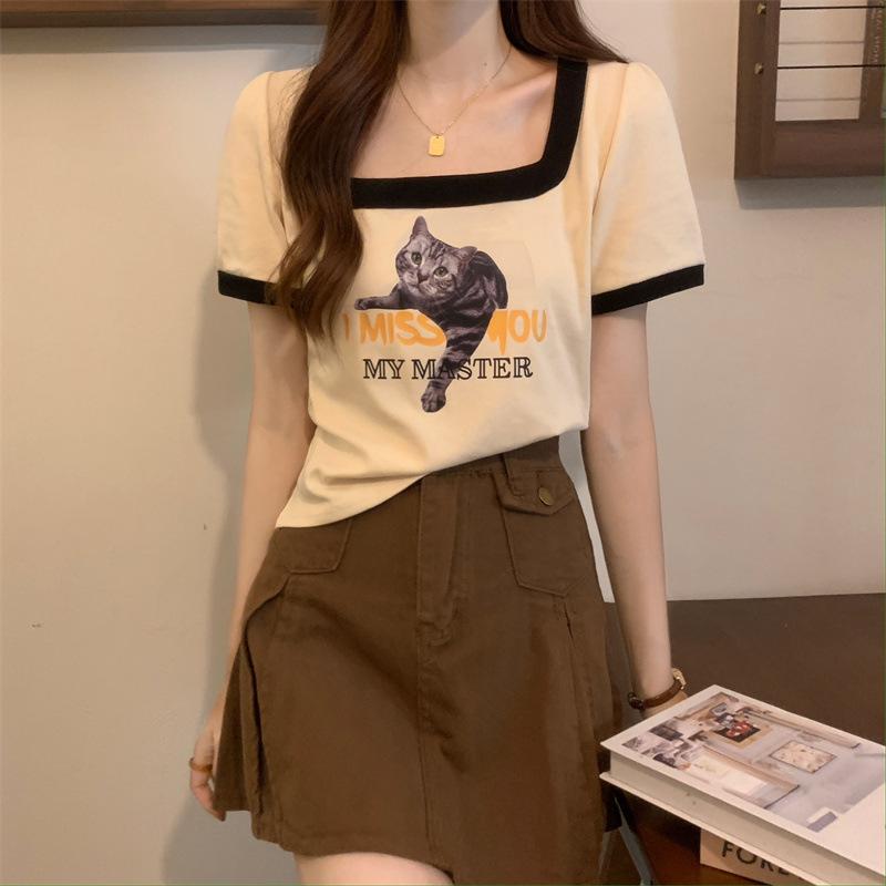 ・カテゴリ: Tシャツ・スタイル: 都市風・主な素材: 綿30-50%・主な素材2: ポリエステル30-50%・柄: 動物・ネックライン: スクエアネック・袖丈: 短袖・袖型: スタンダード・衣丈: 短め(40-50cm)・プリント: あり...