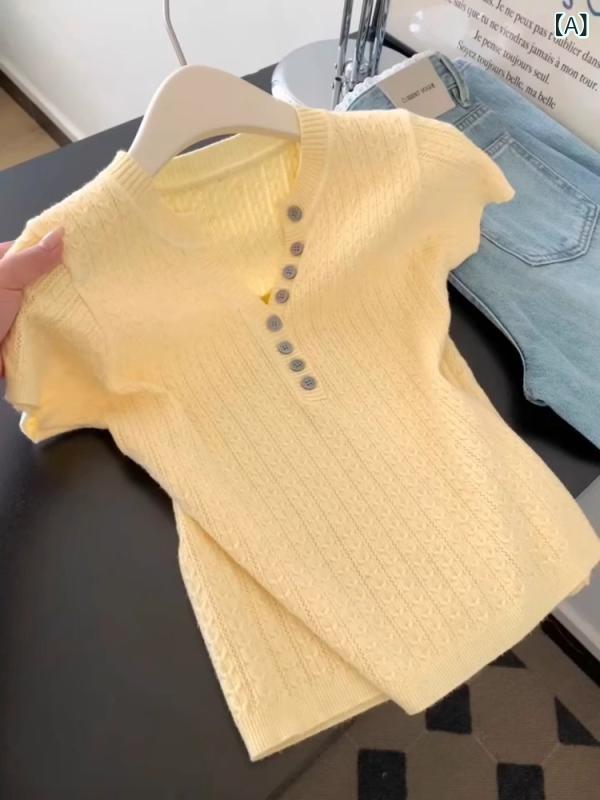 ・カテゴリ: Tシャツ・スタイル: 通勤風・主な素材: 腈纶・柄: 無地・袖丈: 短袖・袖型: 標準・版型: ゆったり・衣長: 普通・ネックライン: Vネック・カラー展開: イエロー・サイズ展開: 均一