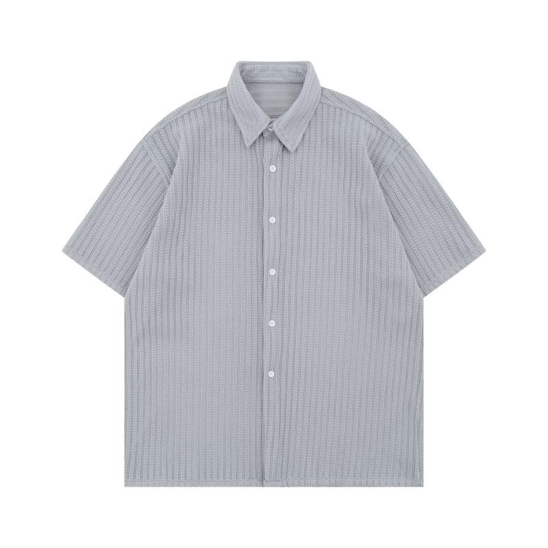 ・スタイル: 美式復古・カテゴリ: 開衫・版型: 寛鬆型・領型: 翻領・袖丈: 短袖・柄: 純色・厚み: 普通・機能: 通気・主な素材: ポリエステル100%・適用シーン: 休闲・カラー展開: グレー、杏色・サイズ展開: S,M,L,XL・...