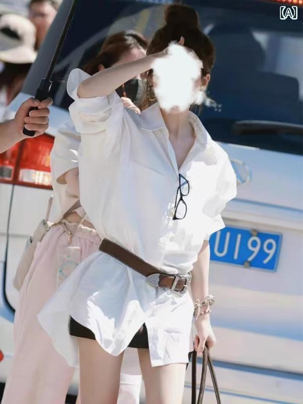 ・スタイル: 通勤風・柄: 単色・デザイン: 開衫・袖丈: 長袖・加工: ピスネ/スプライス・フィット: ルーズ・丈: ミディアムロング(65cm<丈≤80cm)・ネックライン: ポロ・袖型: スタンダード・流行要素: ウエストベルト...