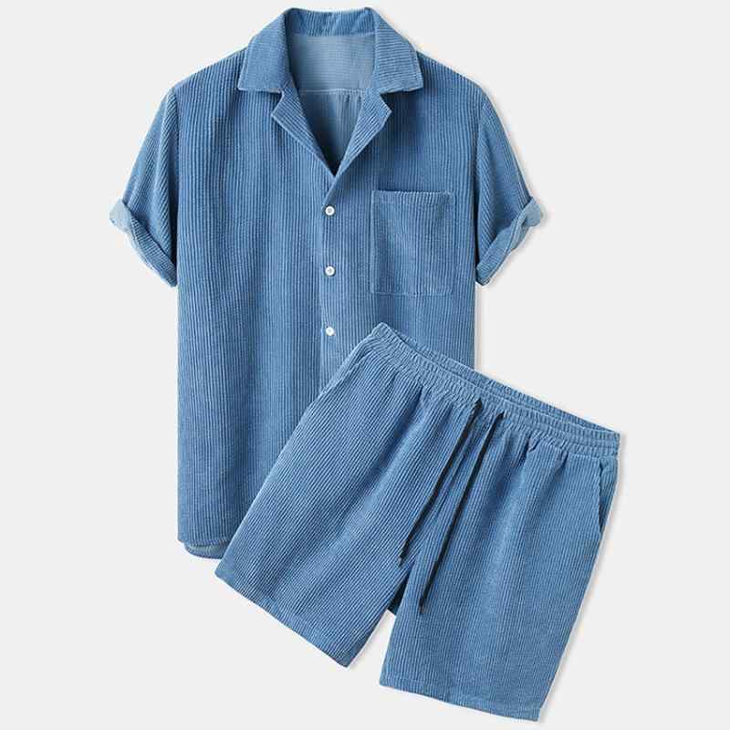 ・スタイル: 街潮・厚さ: 普通・パンツ丈: 短パン・トップスタイル: シャツ・袖丈: 短袖・フード: なし・素材名: 化繊混紡・主素材: ポリエステル100%・シーン: カジュアル・カラー展開: イエロー、ミリタリーグリーン、ブルー・サイ...