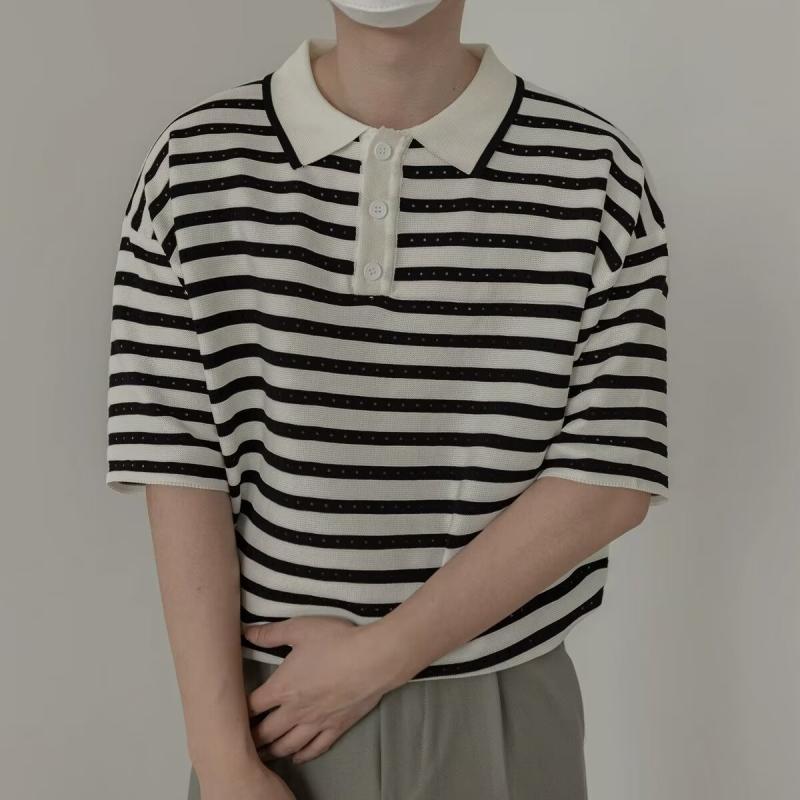 ・スタイル: ビジネス通勤・袖丈: 短袖・版型: ゆったり・柄: ストライプ・特殊加工: プリント/染め・厚み: 薄手・カテゴリ: POLOシャツ・主な素材: ポリエステル51-70%・適用シーン: カジュアル・服装スタイル詳細: ジッパー...