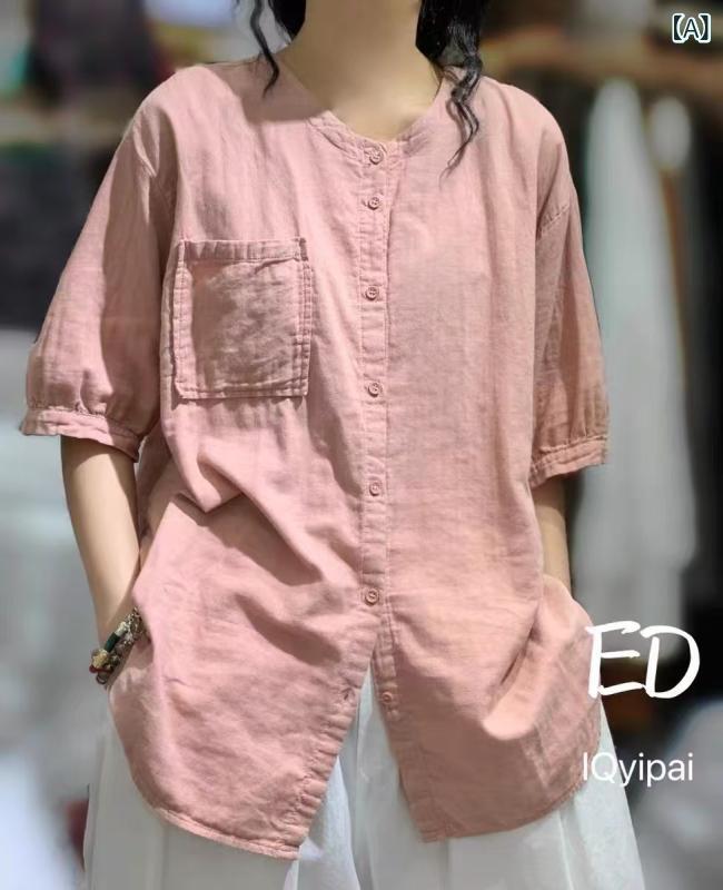 ・主な素材: 綿80-90%・柄: 無地・スタイル: 開衫・袖丈: 短袖・版型: ワイド・着丈: 普通(50cm<着丈≤65cm)・ネックライン: ラウンドネック・袖型: 標準・流行要素: ポケット・カラー展開: 1,2,3,4,5・...