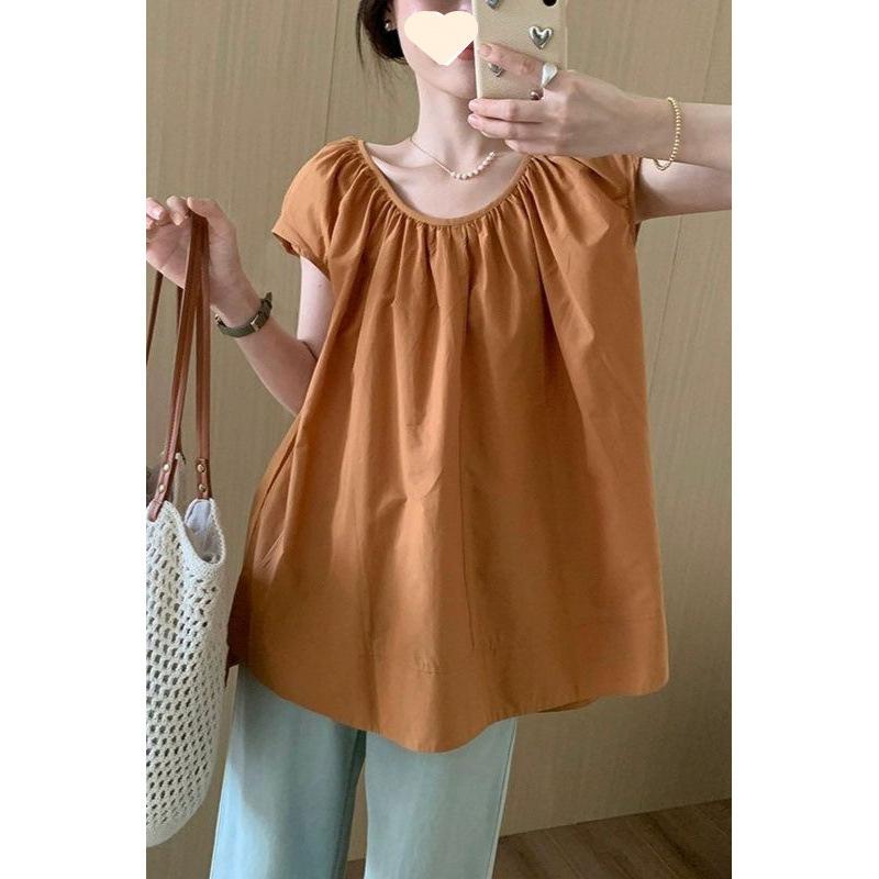・主な素材: 綿100%・袖丈: 短袖・スタイル: 都市風・フィット: ゆったり・ネックライン: ラウンドネック・袖型: スタンダード・柄: 無地・カラー展開: 南瓜色、米白色、紺色、赤、青、黄、ピンク・サイズ展開: S、M、L、XL、2XL