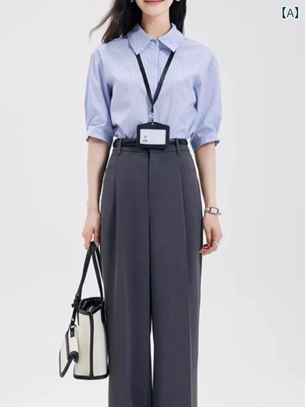 ・カテゴリ: シャツ・スタイル: 通勤・主な素材: 綿70-80%・柄: 条紋・袖丈: 短袖・カラー展開: ブルー・サイズ展開: S,M,L,XL・ネックライン: シャツカラー