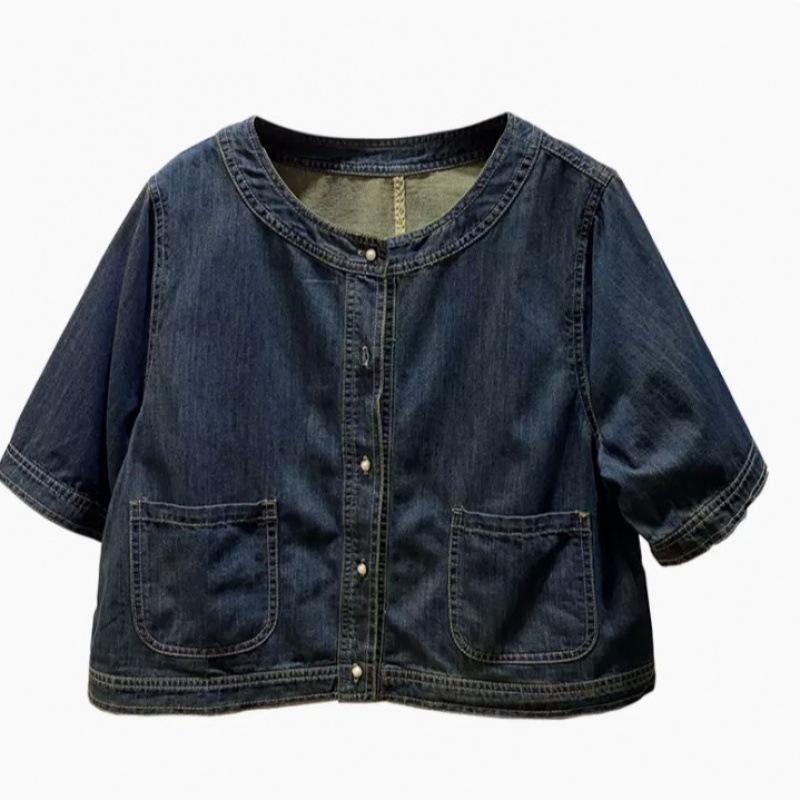 ・主な素材: 牛仔棉・柄: 無地・スタイル: 開衫・袖丈: 短袖・カラー展開: 深色・サイズ展開: M,L・フィット: ゆったり・丈: 短丈・ネックライン: ラウンドネック・袖型: ノーマルスリーブ・カテゴリ: シャツ