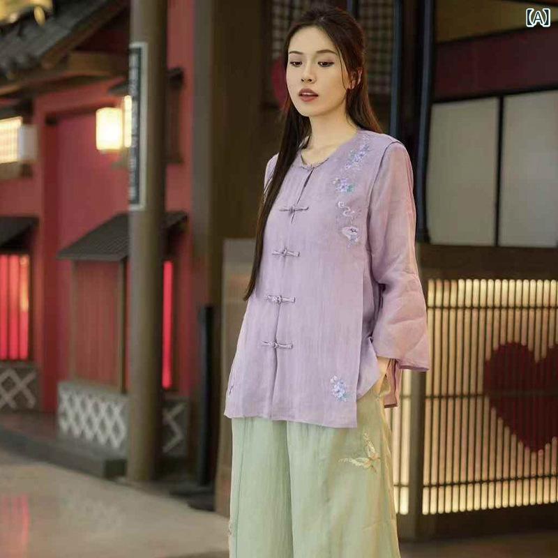 ・主な素材: 麻70%（含）-80%（不含）・袖丈: 九分袖・版型: ワイドシルエット・ネックライン: クルーネック・袖型: スタンダード・スタイル: 通勤・カラー展開: ライトパープル、ピンクベージュ、ベージュ・サイズ展開: M,L・カテ...