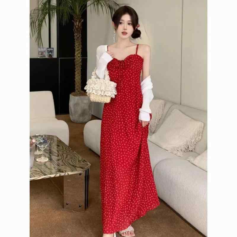 ・主な素材: 涤纶・柄: プリント・スタイル: 吊带款・ウエスト: 中腰・スカート丈: 长裙・ネックライン: 吊带・袖丈: 无袖・カラー展開: 图片色・サイズ展開: S、M、L、XL、2XL、3XL・スタイルタイプ: 文艺复古・素材構成比:...