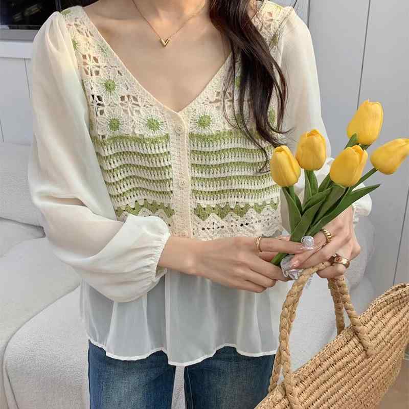 生地名: シフォンパターン: 純色貨物番号: MA1022-357BAプレートタイプ: ゆったり型服の長さ: ショートタイプ (40cm <着丈 ≦ 50cm)襟タイプ: Vネックスリーブタイプ: ランタンスリーブ袖の長さ: 長袖流行...