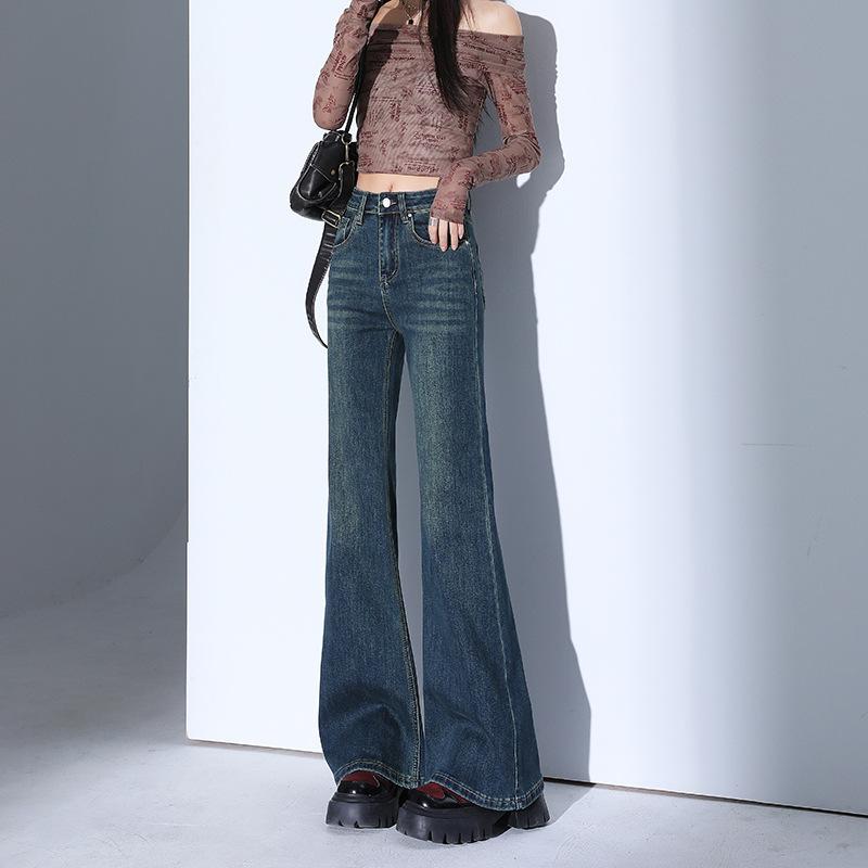 デニムパンツ レディース ハイウエスト フレアパンツ ストレッチ 美脚 ヴィンテージ風 ブルー オールシーズン 普段使い 通勤用 カジュアル・カテゴリ: デニムパンツ・スタイル: お姉さん風・素材: 綿混紡・パンツ丈: 長パンツ・腰回り: ...