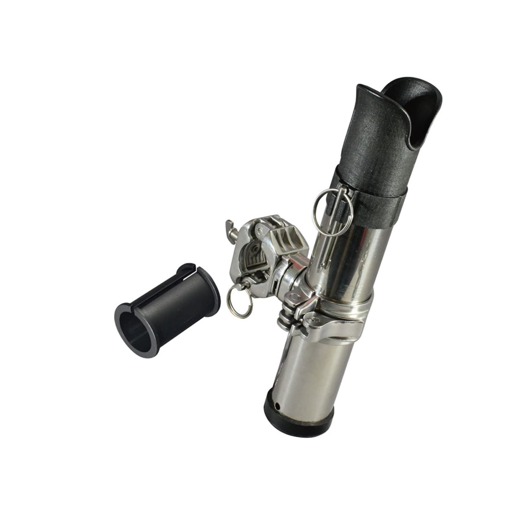 ・ BM-SRH-PBS・ホルダー外寸:272×147×83mm・ホルダー内寸:φ41mm・材質:ステンレス、樹脂・取付可能パイプ:φ22~32mm(無段階調節)説明 従来型の上部がフラットになっている筒状のロッドホルダーとは異なり、ベイト...