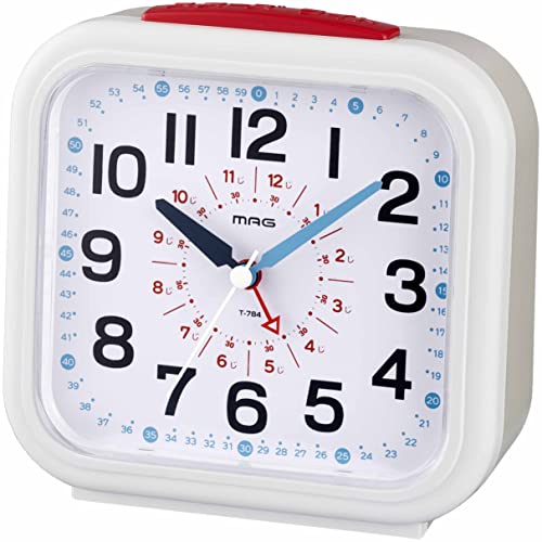 カジュアルホワイト/-/T-784 WH-Z・パッケージ個数:1・時計の読み方、目覚まし時計の使い方が身につく目覚まし時計・ツマミ・スイッチの各配色で連動する針や機能がお子様にわかりやすい・機能：電子音アラーム (精度は±5分 (設定した時...
