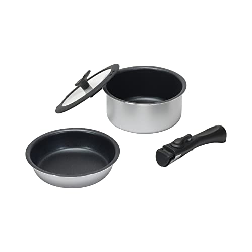 クックウェアセットシルバー/18/HB-6569・Size:18Style:クックウェアセット・パッケージ個数:1・製品サイズ:(約)マルチポット18cm/外径20×高さ9cm、フライパン18cm/外径20.5×高さ4.5cm、ガラス蓋/外...