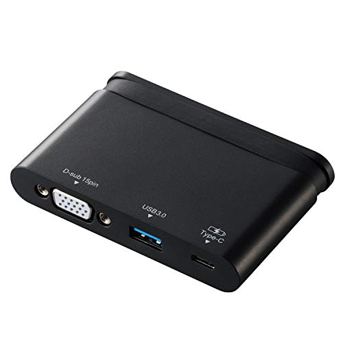 D-sub(VGA)タイプブラック/-/DST-C07BK・Color:ブラックStyle:D-sub(VGA)タイプ・パッケージ個数:1・USB Type-C(TM)コネクターでパソコンに接続し、パソコンを充電しながら、USB3.0機器や...