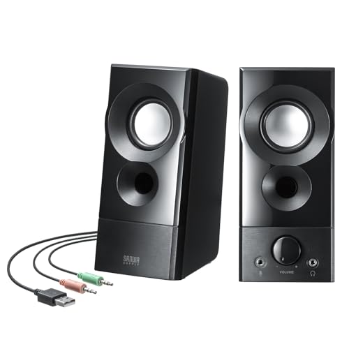 ブラック/-/MM-SPL20UBK・パッケージ個数:1・電源をUSBポートから供給するUSB給電方式のスピーカーです。AC電源を必要としないのですっきりと配線でき、簡単に設置できます。・音源出力は3.5mmステレオミニジャック接続でパソコ...