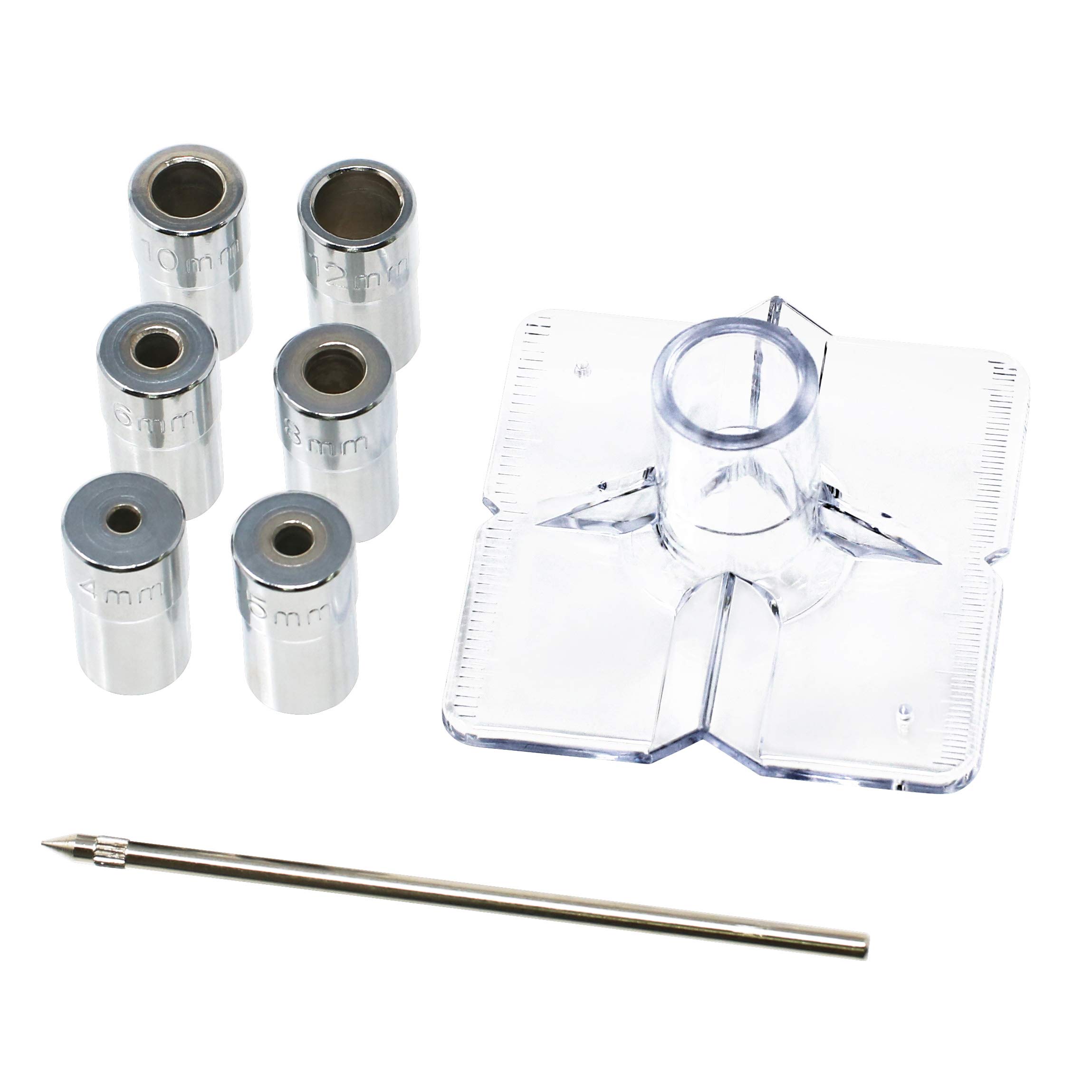 ・セット内容:ガイドベース、センターポンチ、ドリルガイド(4mm/5mm/6mm/8mm/10mm/12mm) ・対応ドリル径:4mm/5mm/6mm/8mm/10mm/12mm ・対応工具:電気ドリル、充電ドリルドライバー ・仕様:木材・...