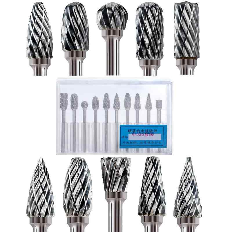 Wolfride 超硬タングステンでゴリゴリ削れる リュータービット (3mm軸 刃幅6mm) 全体タングステン鋼製 電動ドリルビット 10本セットシャンク径：3mm; ヘッド直径：6mm; 材質：タングステンカーバイド（シングルスロット）...