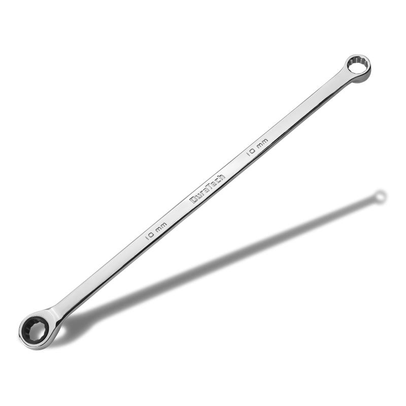 DURATECH メガネレンチセット 板ラチェットレンチ ロングタイプ ミリサイズ 片側ラチェット構造 72ギア ミラー仕上げ