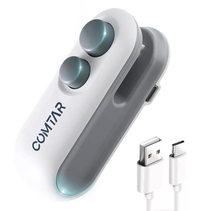 ヒートシーラー 家庭用 ハンディ小型 | Type-C 充電式 開封 &amp; 密封 2in1 カッター付き マグネット 食材/お菓子保存密封機 操作簡単 シーラー ハンディ ポータブル キッチン旅行用 日本語取扱【2 in 1密封＆カッ...