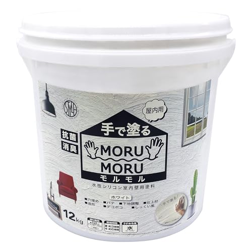 水性塗料内容量:12kg色:ホワイト塗り面積(1回塗り):約12* (タタミ約約6.5枚)乾燥時間(夏):(30*)：約3時間 乾燥時間(冬):(10*)：約6時間