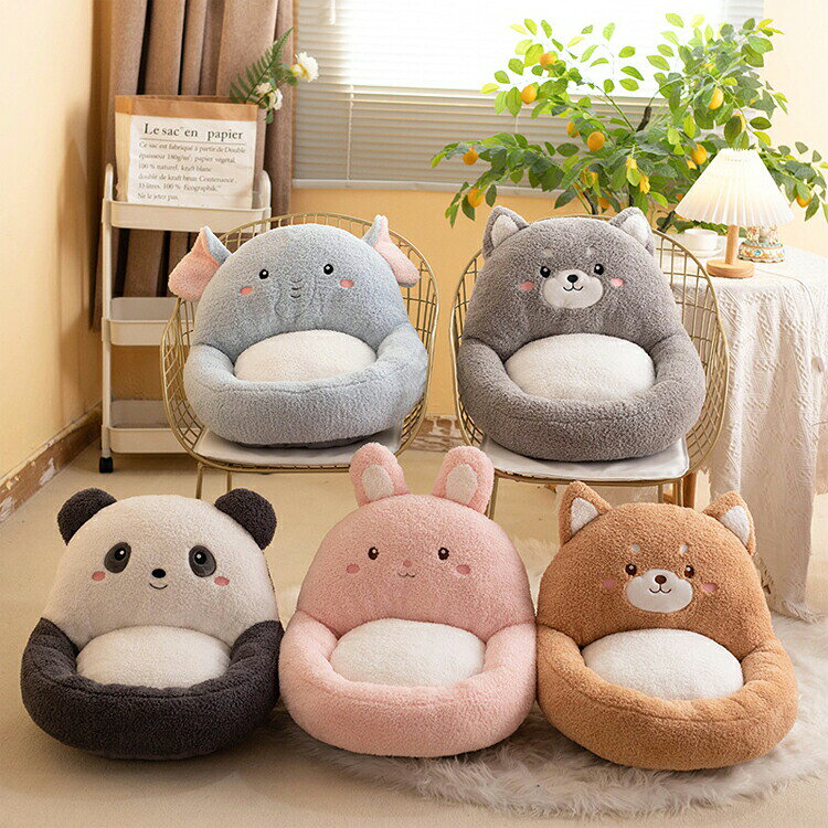 【商品コード】：y813494【カラー】ピンク、ブラック、グレー、ブルー、ブラウンウサギ、パンダ、ゾウ、ハスキー、柴犬材質：ショートウール+pp綿サイズ：:長さ60*幅45*高さ35cm、ざせきふかさ33cm（長さ測定は、背もたれ位置から座...